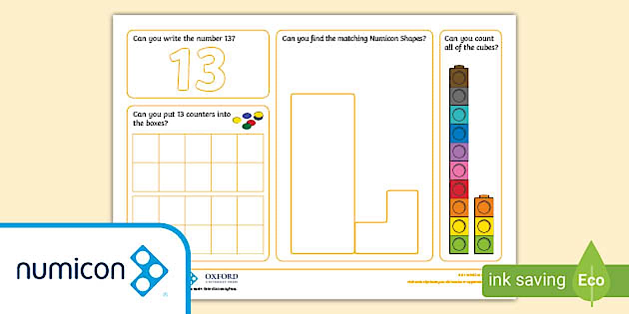 All About Number 13 Activity Mat with Numicon Shapes